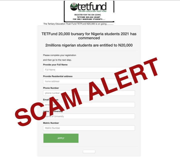 SCAM ALERT - TERTIARY EDUCATION TRUST FUND