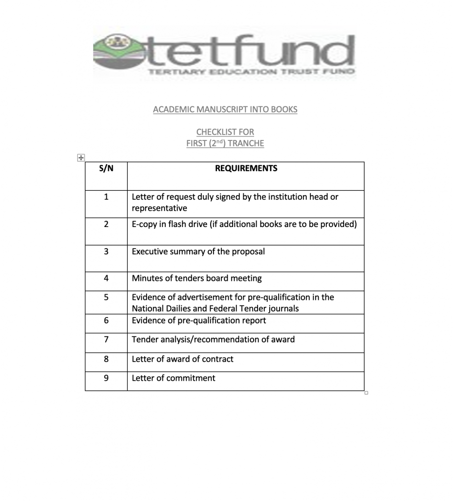 Checklist for Library Development - TERTIARY EDUCATION TRUST FUND