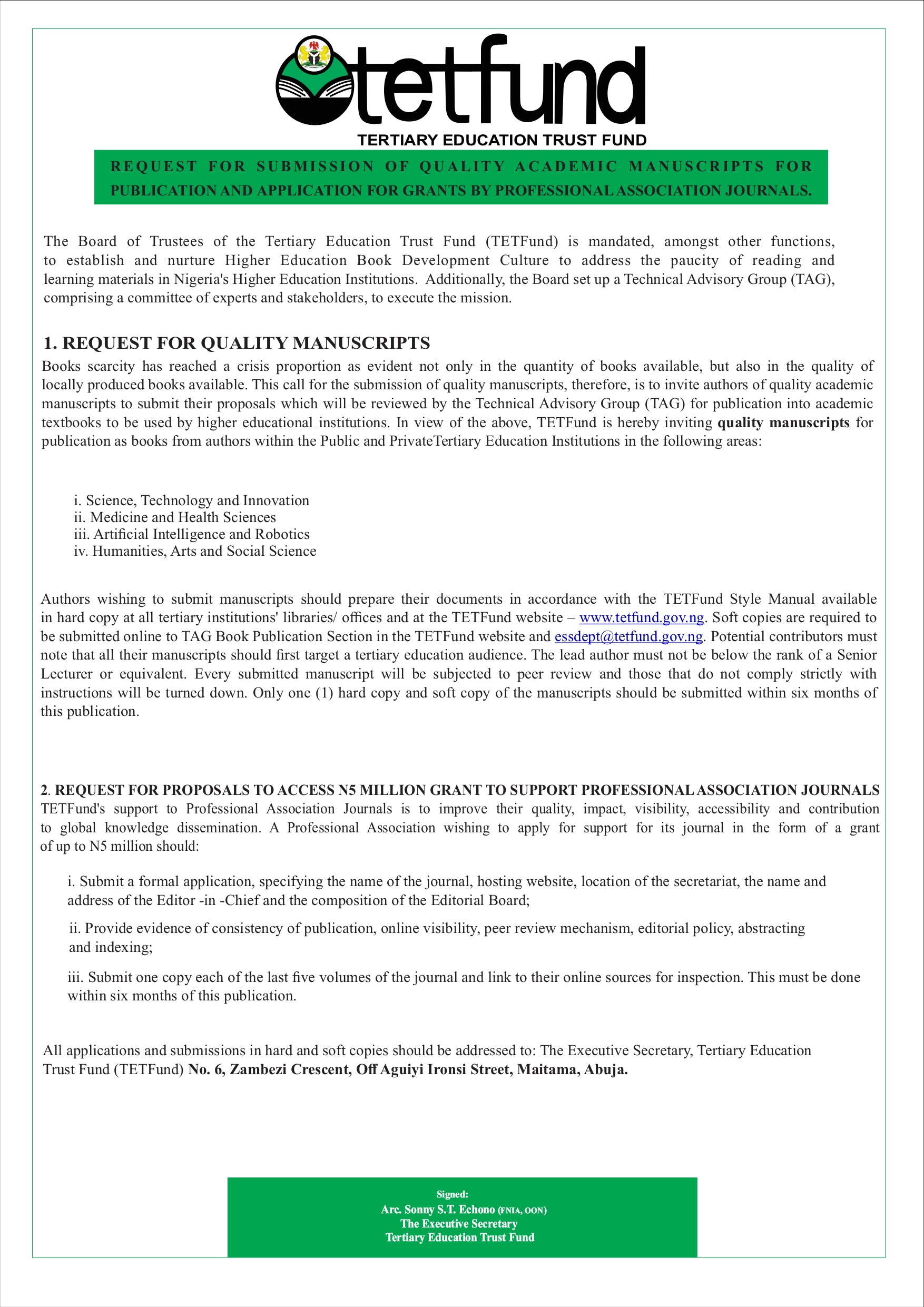 Homepage: TETFund - TERTIARY EDUCATION TRUST FUND